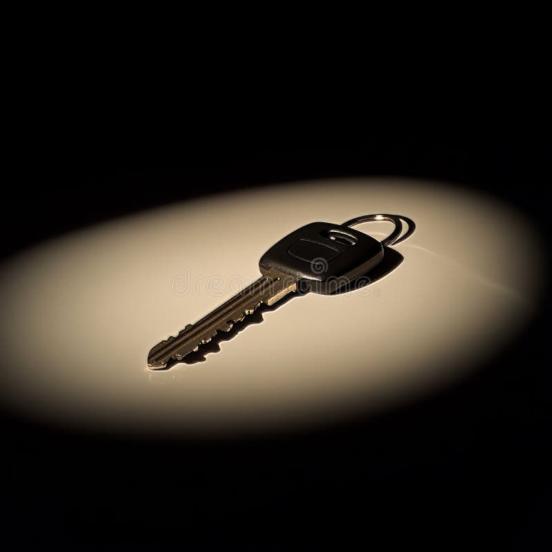 Close-Up of a Car Key in Dramatic Lighting on a Dark Background with ...