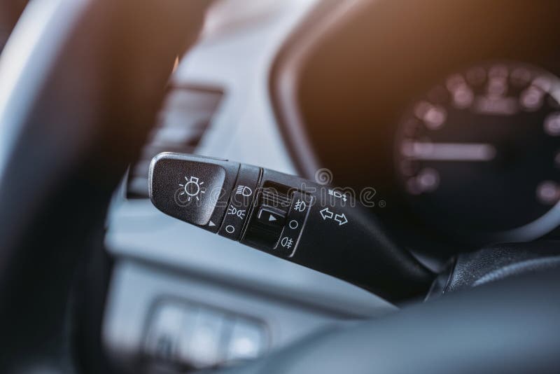 Close Up on Car Lights Switch Stock Photo - Image of cockpit, steering ...