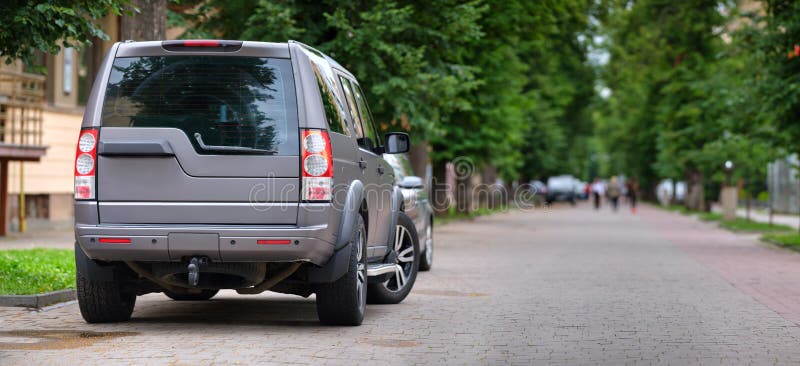 Close Up of a Car Parked on City Street Side Stock Photo - Image of ...