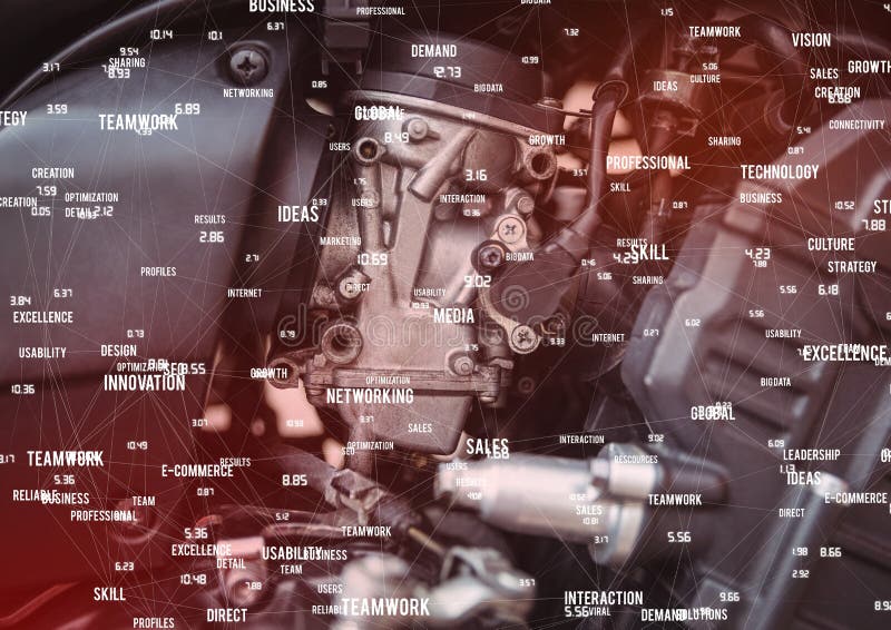 Close Up of Car Part with White Network and Red Overlay Stock ...