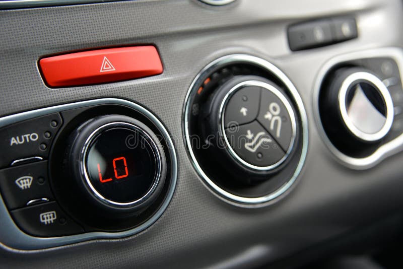 Car Interior Details: Climate Control and Hazard Lights Stock Image ...