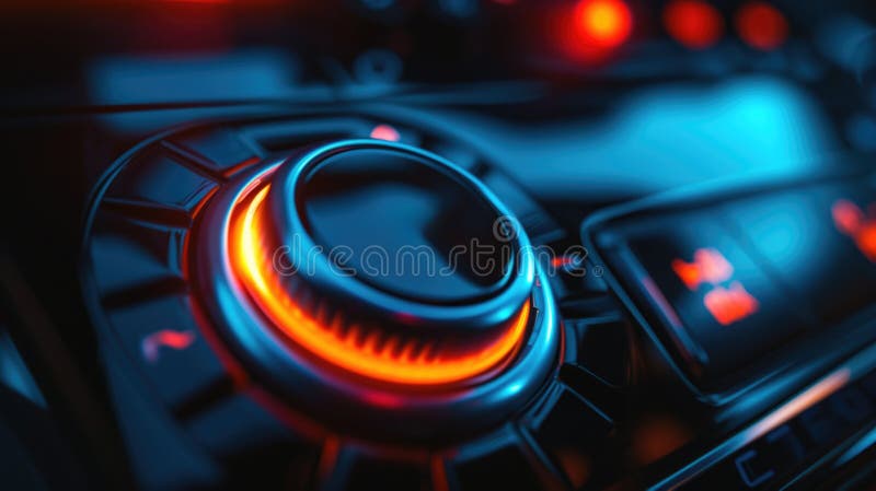A Close Up of a Car& X27;s Dashboard with a Knob that is Glowing Orange ...