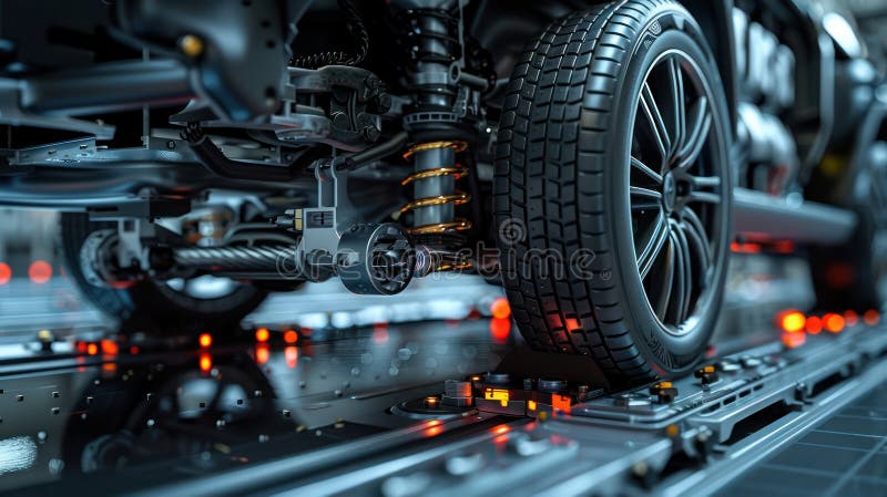 A Close Up of a Car S Suspension System Stock Illustration ...