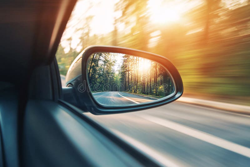 Close Up of Car Side Mirror of Red Car Showing Street Stock ...