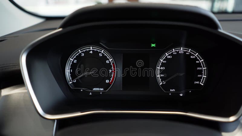 Close Up of Car Speed Meter. Interior of a Modern Car, Dashboard with ...