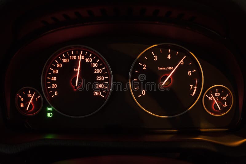 Close Up of a Car Speedometer Stock Photo - Image of gauge, glow: 65520128