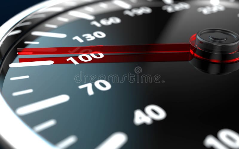 Close Up of a Car Speedometer with Red Needle Stock Illustration ...