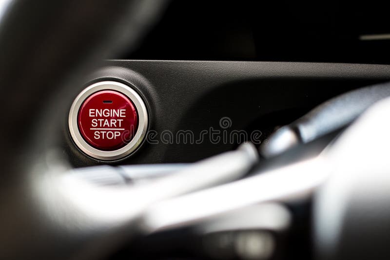 Close-up of Car Start and Stop Button Stock Photo - Image of inside ...