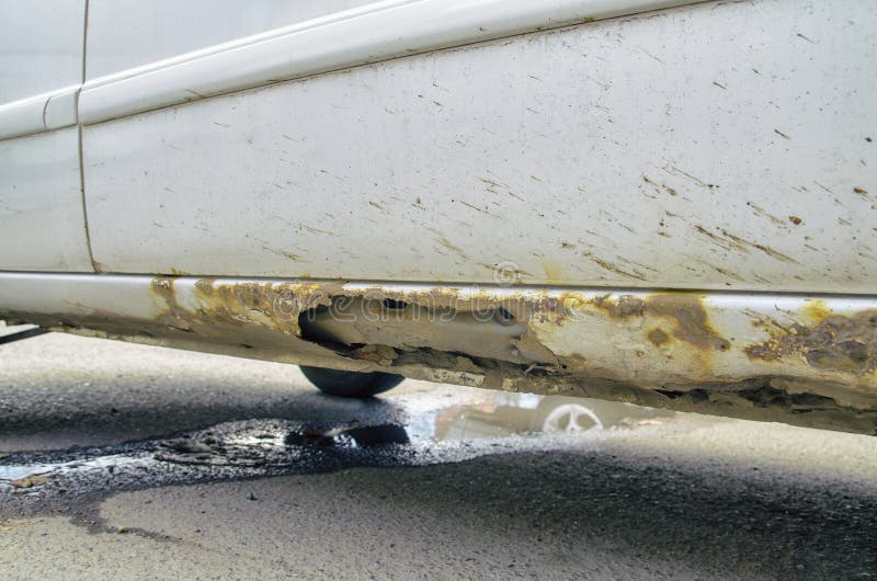 Close-up of a Car Threshold Rotted from Reagents Stock Photo - Image of ...