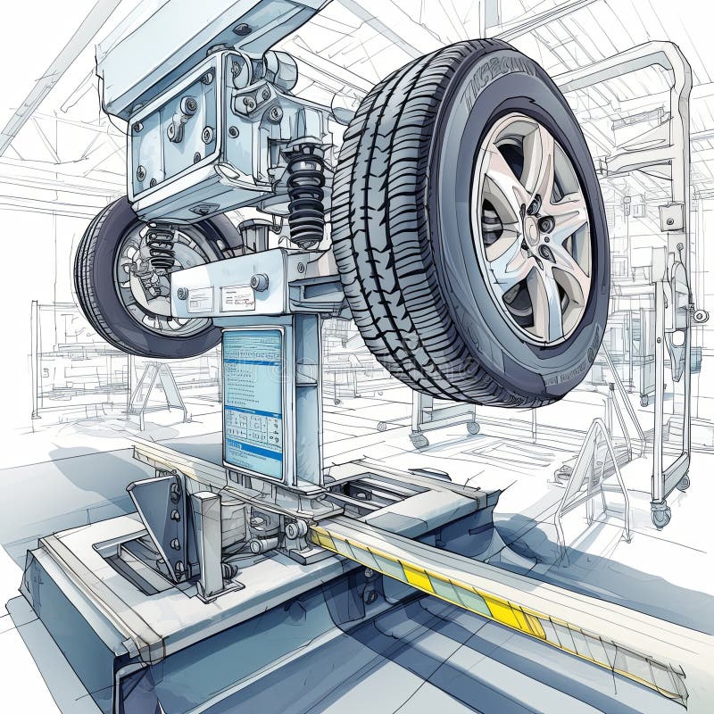 Close-up of Car Wheel Alignment on Advanced Mechanical Equipment in a Workshop Stock ...