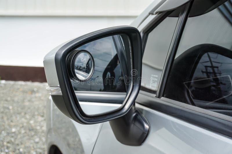 Close Up Car Wing Mirror on a Silver Car. Stock Image - Image of ...