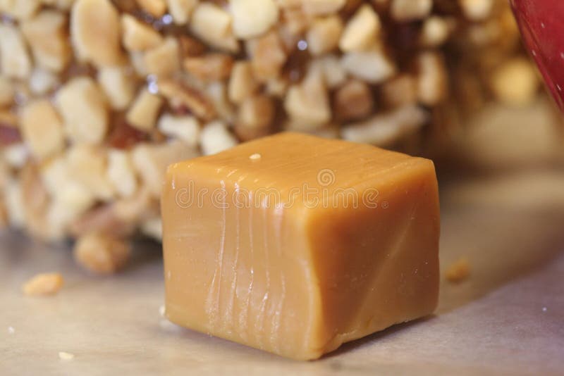 Caramel square close up stock photo. Image of food, nuts - 128025654