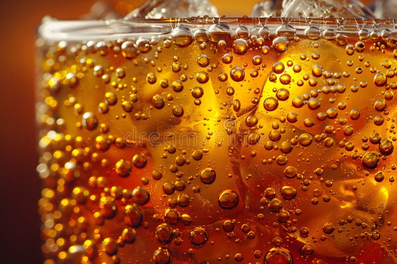 Close-Up of Carbonated Beverage with Bubbles in Amber Liquid ...