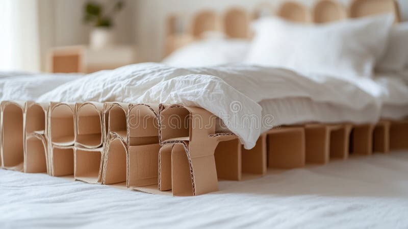 Close-up of the Cardboard Structure of a Bed, Minimalistic Style, White ...