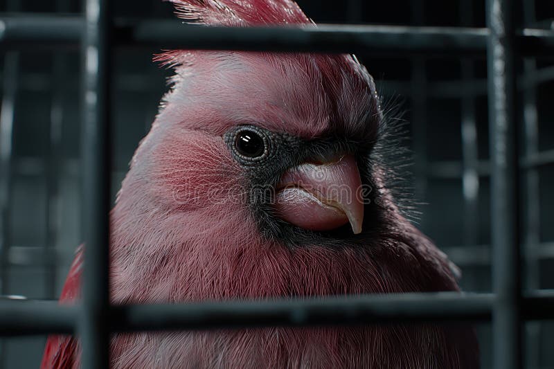 A Close Up of a Cardinal in a Cage. Stock Illustration - Illustration ...