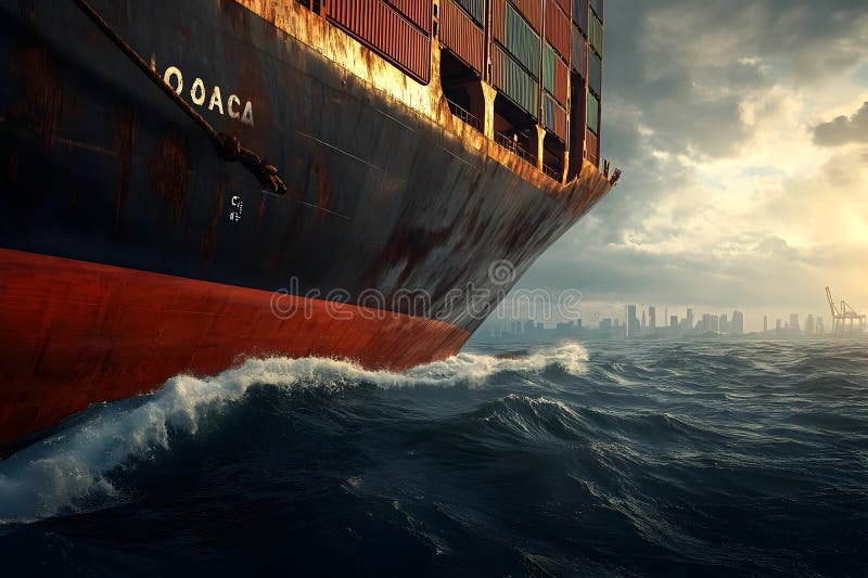Close Up of a Cargo Ship with Containers on it Stock Image - Image of ...
