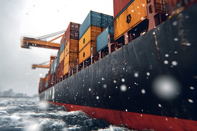 Close Up of a Cargo Ship with Containers on it Stock Photo - Image of ...