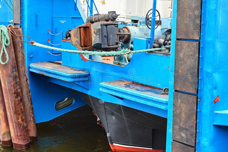 Close Up of Cargo Ship in the Port Stock Image - Image of cloud ...