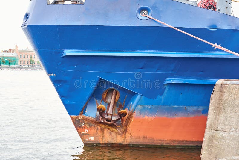 Close Up of Cargo Ship in the Port Stock Image - Image of cloud ...