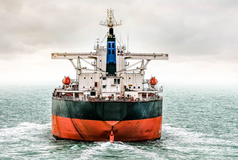 Close-up Cargo Ship for Transporting Ore Sailing Offshore Stock Photo ...