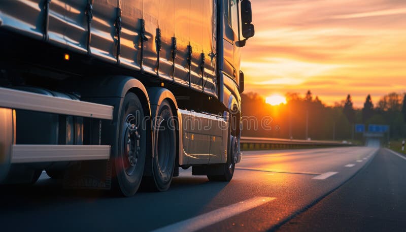 Close-up of a Cargo Truck on the Road. Generative AI Stock Photo ...