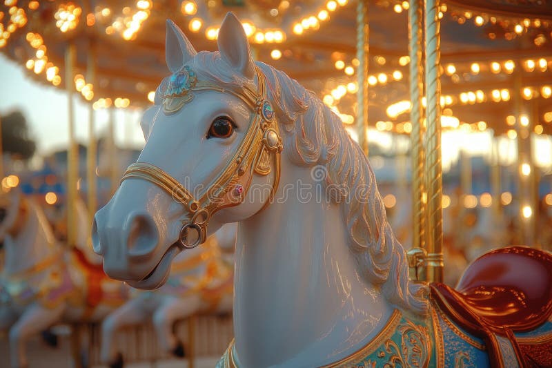 A Close-up of a Carousel Horse, Nostalgic and Whimsical, Fairground ...