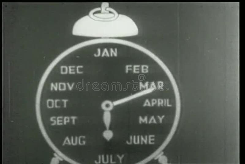 Close-up of Cartoon Alarm Clock Labeled January through December Stock ...