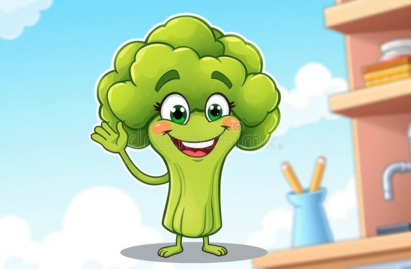 Close Up of a Cartoon of a Broccoli at 25-1-2025 Stock Illustration ...