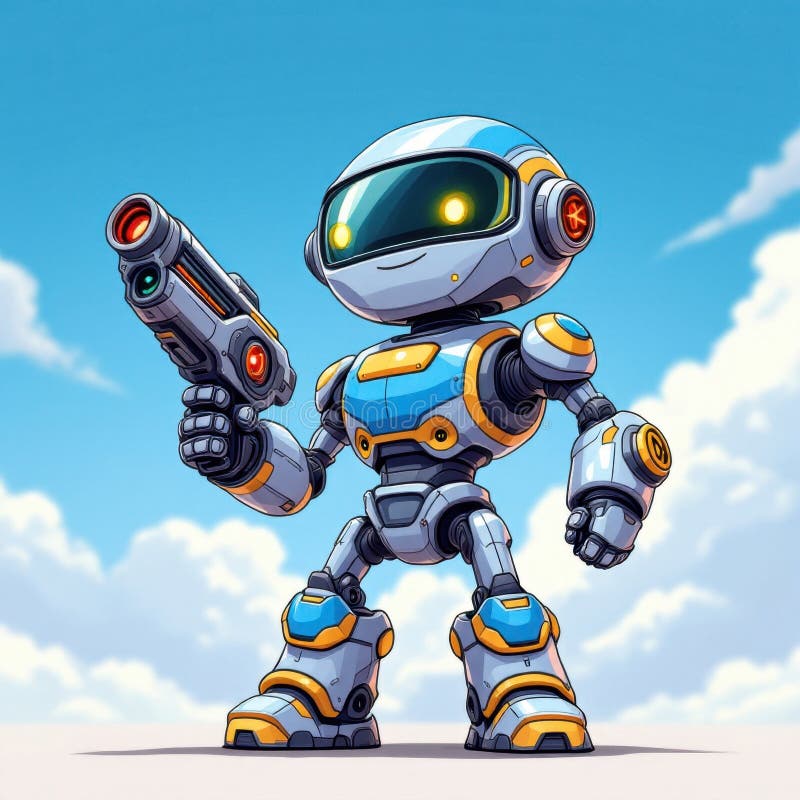 Close Up of a Cartoon of a Robot Stock Illustration - Illustration of ...