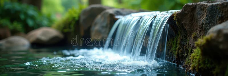 Close Up of Cascading Water, Artificial Indoor Waterfall , Fake, Design ...