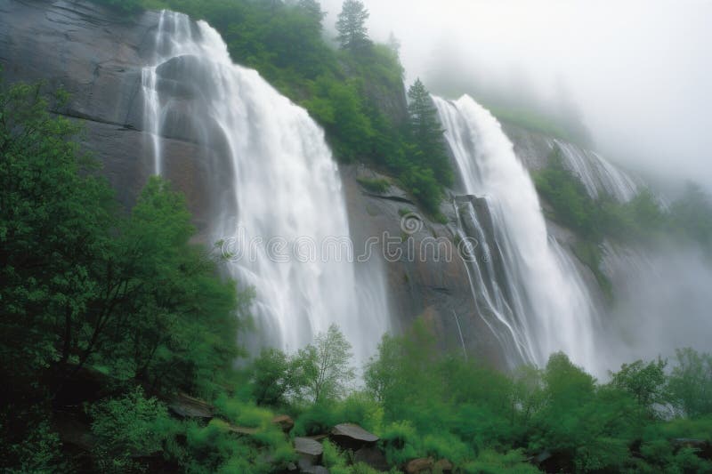 Close-up of Cascading Waterfalls, with Mist and Spray Visible Stock ...