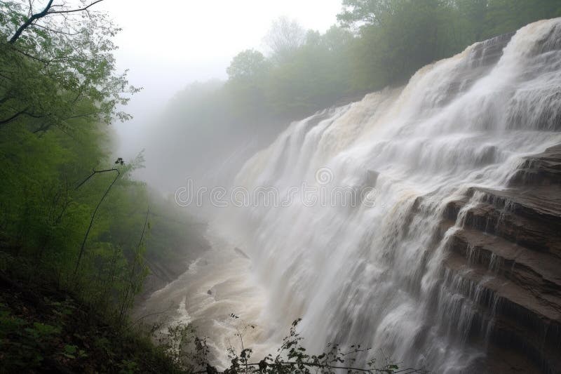 Close-up of Cascading Waterfalls, with Mist and Spray Visible Stock ...