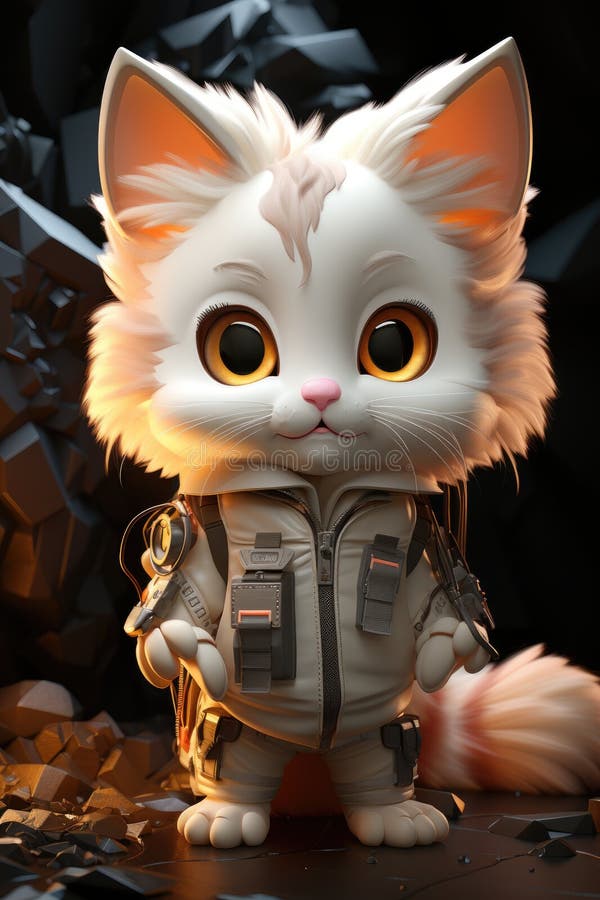 A Close Up of a Cat with a Backpack. Stock Illustration - Illustration ...