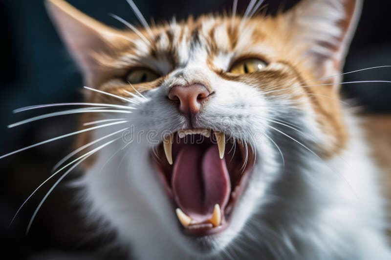 A Close Up of a Cat with Its Mouth Open Stock Illustration ...