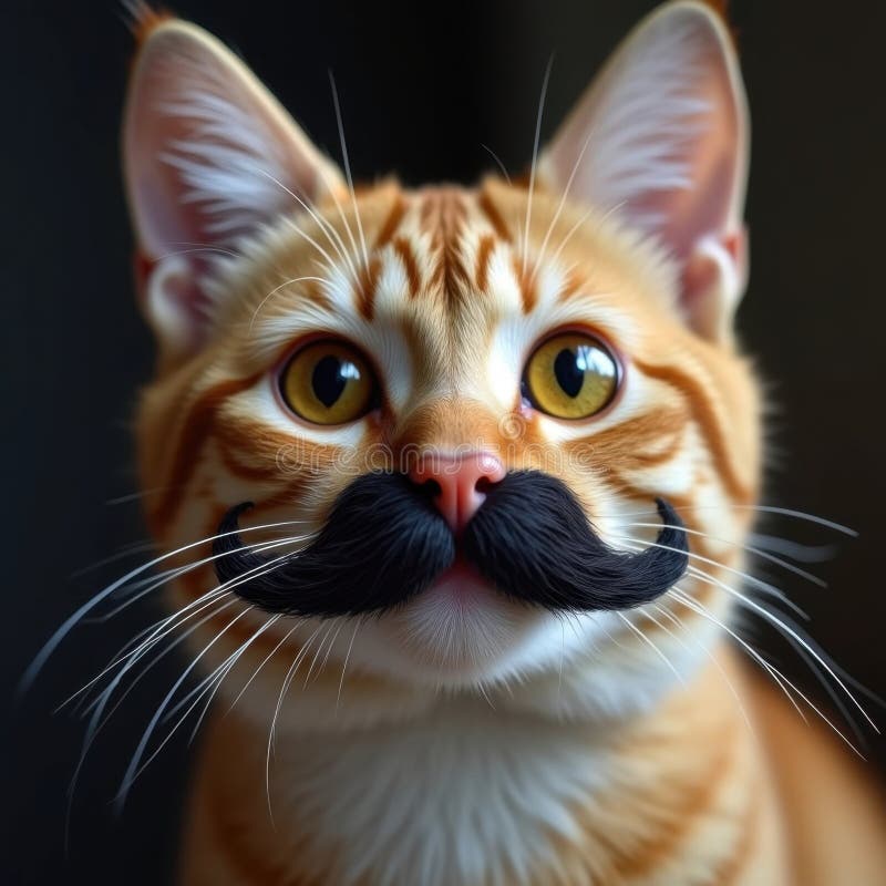 Close Up Cat with a Mustache Stock Illustration - Illustration of ...