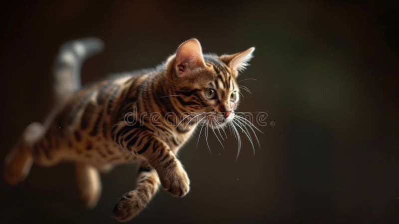 A Close Up of a Cat Running Across the Screen in Front, AI Stock ...