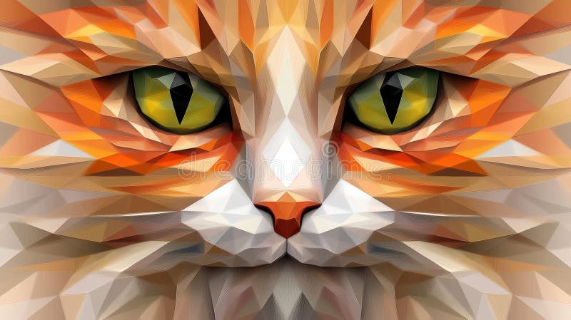 A Close Up of a Cat S Face with Geometric Shapes, AI Stock Photo ...