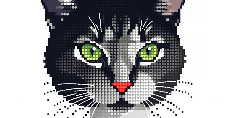 Closeup of a Cats Face Pixel Art Style Stock Illustration ...
