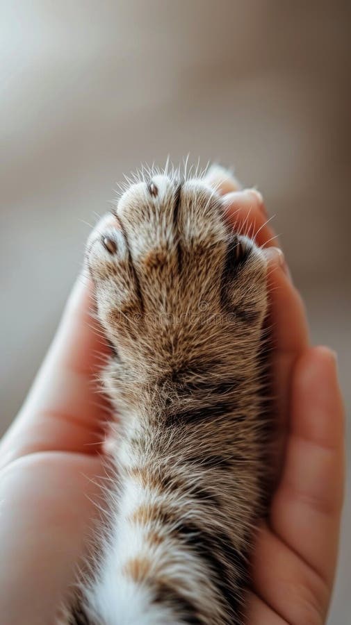 A Close Up of a Cat& X27;s Paw in Someone& X27;s Hand, AI Stock Image ...