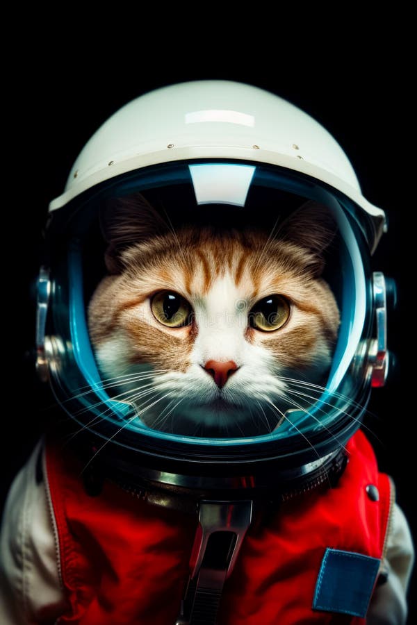 Close Up of Cat Wearing Space Suit and Helmet on Its Head. Generative ...