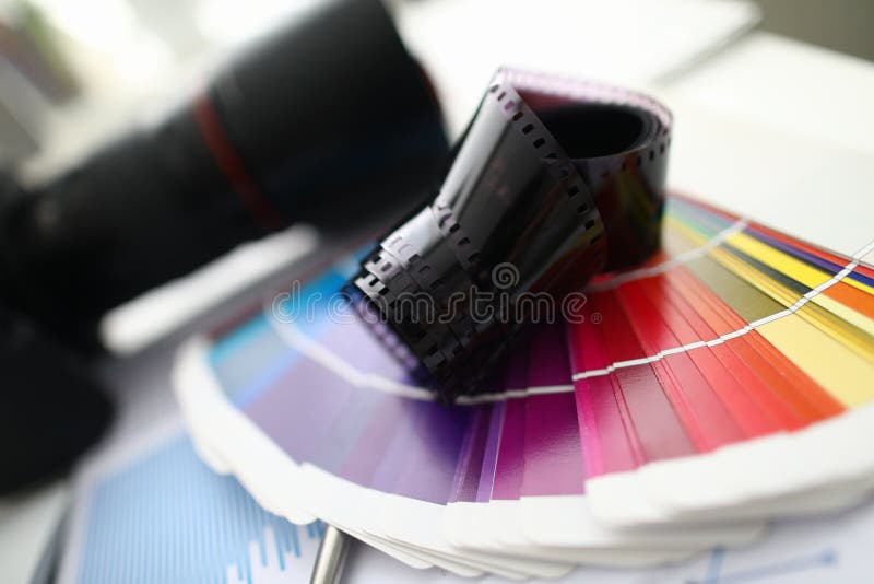 Colorful Palette and Camera Roll Stock Photo - Image of chart, creative ...