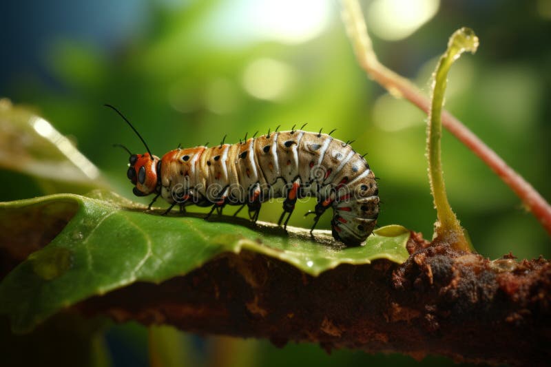 A Close-up of a Caterpillar Beginning Its Metamorphosis into a ...