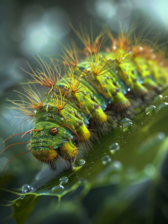 Close Up of a Caterpillar. Generated with Ai Stock Illustration ...