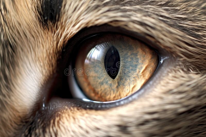 Close-up of a Cats Eye, Focused on a Tiny Mouse in the Distance Stock ...