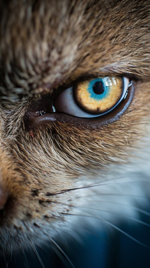 A Close Up of a Cats Face with Blue Eyes Stock Illustration ...