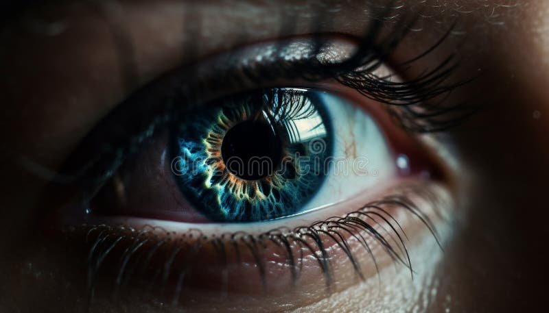 Close Up of a Caucasian Woman Blue Eye, Staring at Camera Generated by ...