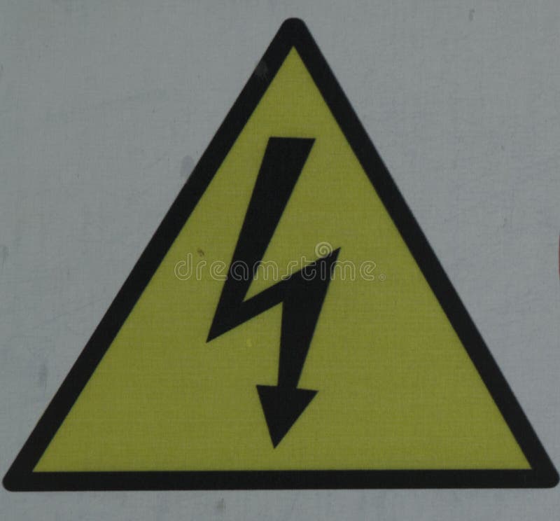 Close-up: Caution Risk of Electric Shosk Sign with Black Lightning ...