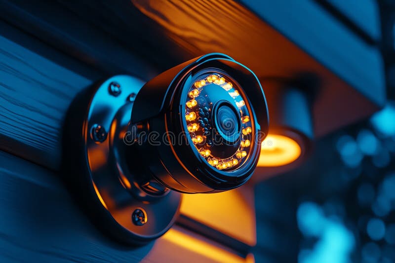 A Close-up of a CCTV Camera with Night Vision Capability, Installed ...