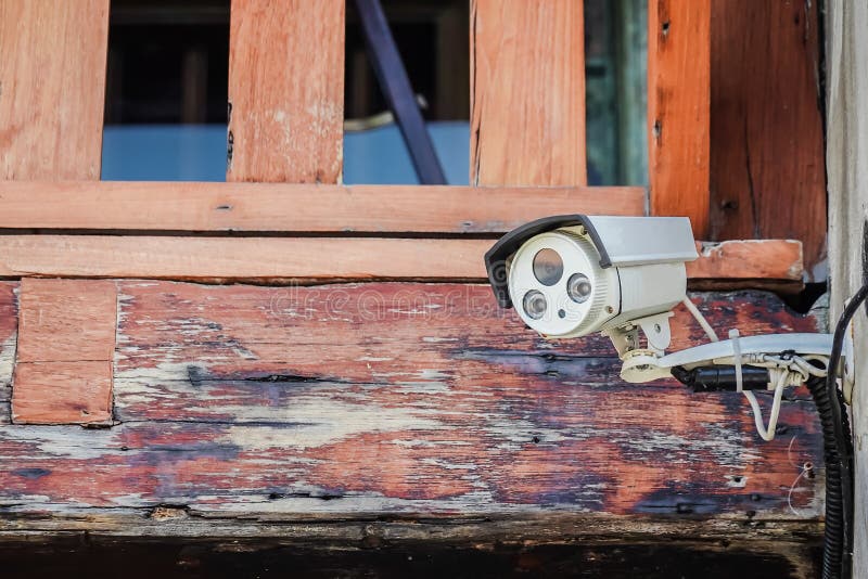 Close Up of CCTV Camera Security on the Old Building Stock Photo ...