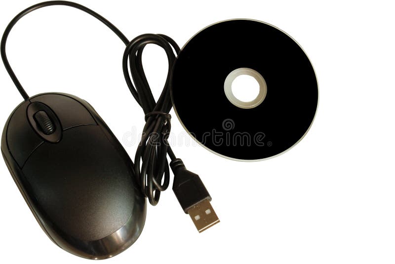 Close Up of a Cd Dvd Disc and a Computer Mouse on White Background ...